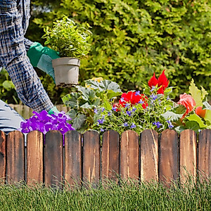 Garden Wooden Fence | Garden Wooden Short Fence Edging Border | Wood Garden Edging Border | Burnt Wood Outdoor Landscape Border Edging, Lawn, Balcony, Patio Planting Fence Gloves(8'' H x 47.5'' L)