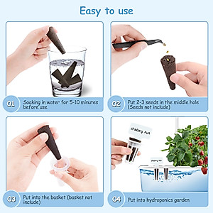 GoorDik 100 Pack Grow Sponges, Replacement Root Growth Sponges Seed Pods Compatible with AeroGarden, Seed Starter Sponges Kit with 10 Plant Labels and 1 Tweezers for Hydroponic Indoor Garden System