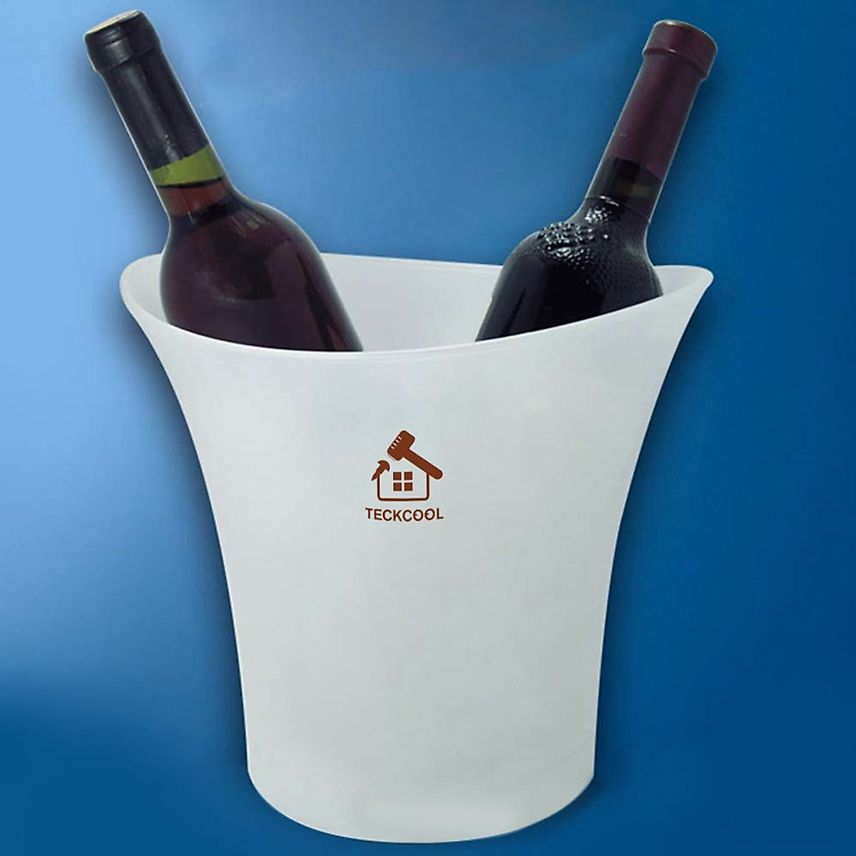 LED Ice Bucket,TECKCOOL 5L Large Capacity Wine Cooler Led Waterproof with Colors Changing,Retro Champagne Wine Drinks Beer Bucket,Power by 2 AA Batteries,for Party,Home,Bar,etc (batteries not include)