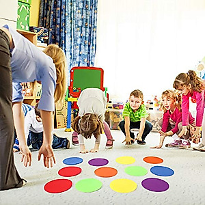 24 Pcs Carpet Standing Dot Spot Carpet Spots for Classroom, Carpet Dot Spot Markers with Hook and Loop Adhesion, Colorful Carpet Circles Floor Dots, Ideal for Kindergarten and School
