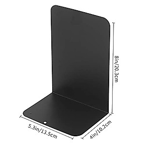 MSDADA Bookends, Book Ends for Book Shelves, Bookends for Office, Book Ends for Heavy Books, Metal Bookend Supports, Modern Minimalist Style Bookends, Black (1Pairs/2Pcs)