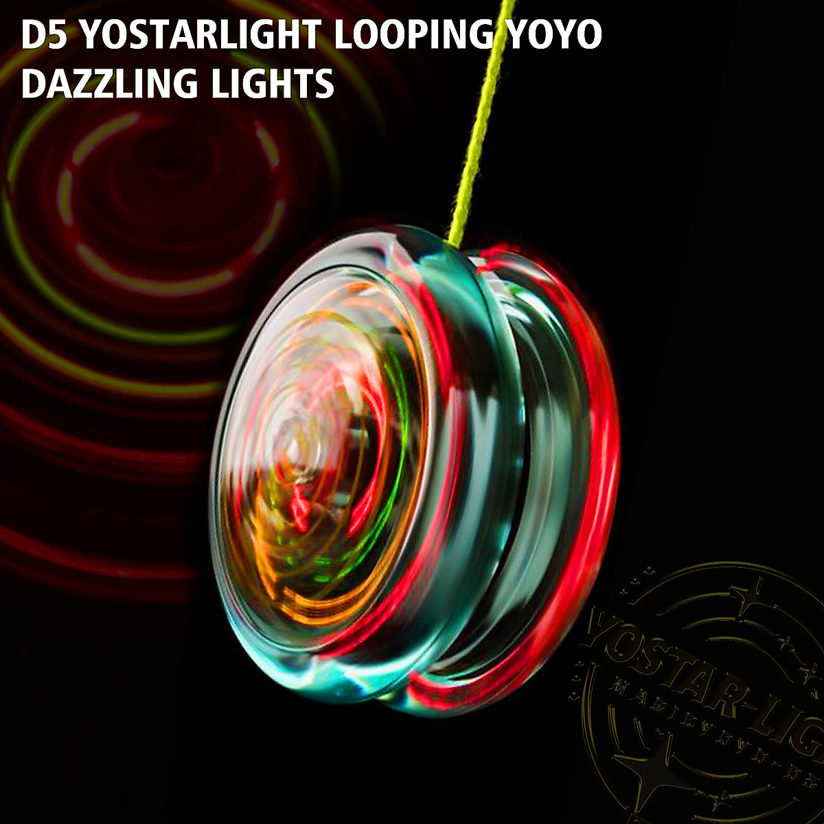 YOSTAR D5 Light Up Yoyo Professional with Led Light, Responsive Yoyo for Kids Beginner, Looping Yoyo for 2A Yo-yo Tricks with Extra 4 Battery + 5 yoyo Strings + Yo yo Sack+ Gloves (Green)