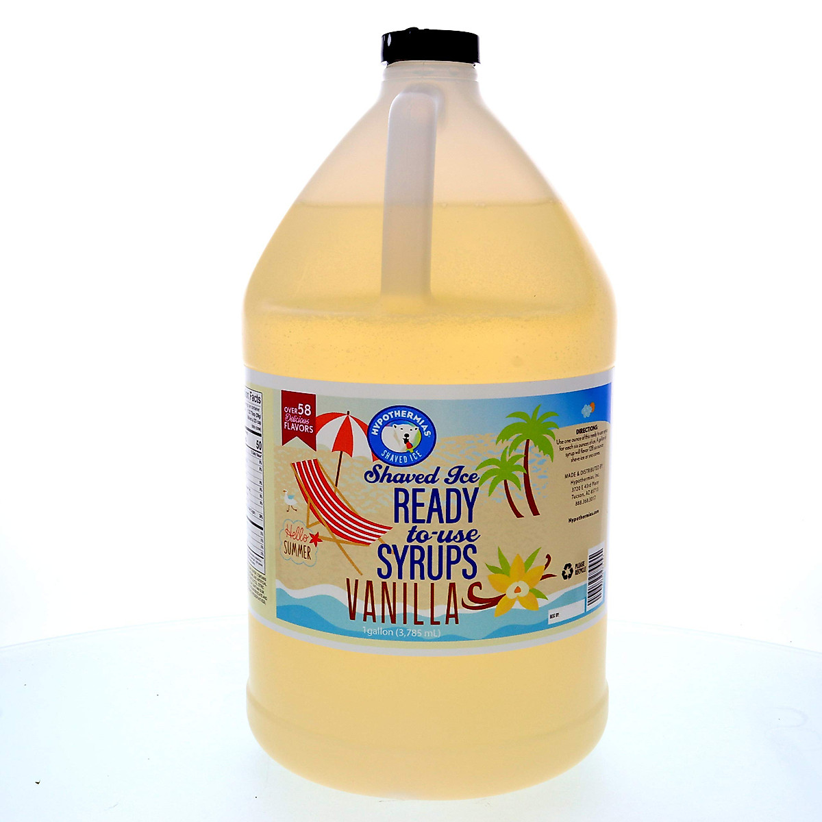 Hypothermias Vanilla Ready to Use Gallon (128 Fl. Oz) Hawaiian Snow Cone Flavors Syrup - Shaved Ice, 100% Pure Cane Sugar