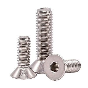 M5-0.8 x 12mm Flat Head Socket Cap Screws, Countersunk Head, DIN7991, Stainless Steel 304 (18-8), Allen Hex Drive, 50 PCS