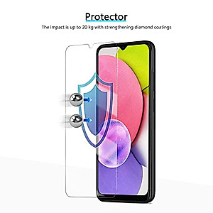 OMOTON [3 Pack] Screen Protector Compatible for Samsung Galaxy A03 / A03s / A03 Core, Bubble free, HD-Clear, Case Friendly, Tempered Glass Film for Galaxy （A03 & A03s & A03 Core）