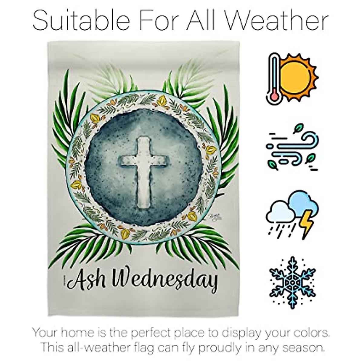 Breeze Decor Holy Ash Wednesday Garden Flag Religious Faith Hope Grace Peace Dove Christian Religion Easter House Decoration Banner Small Yard Gift Double-Sided, Made in USA