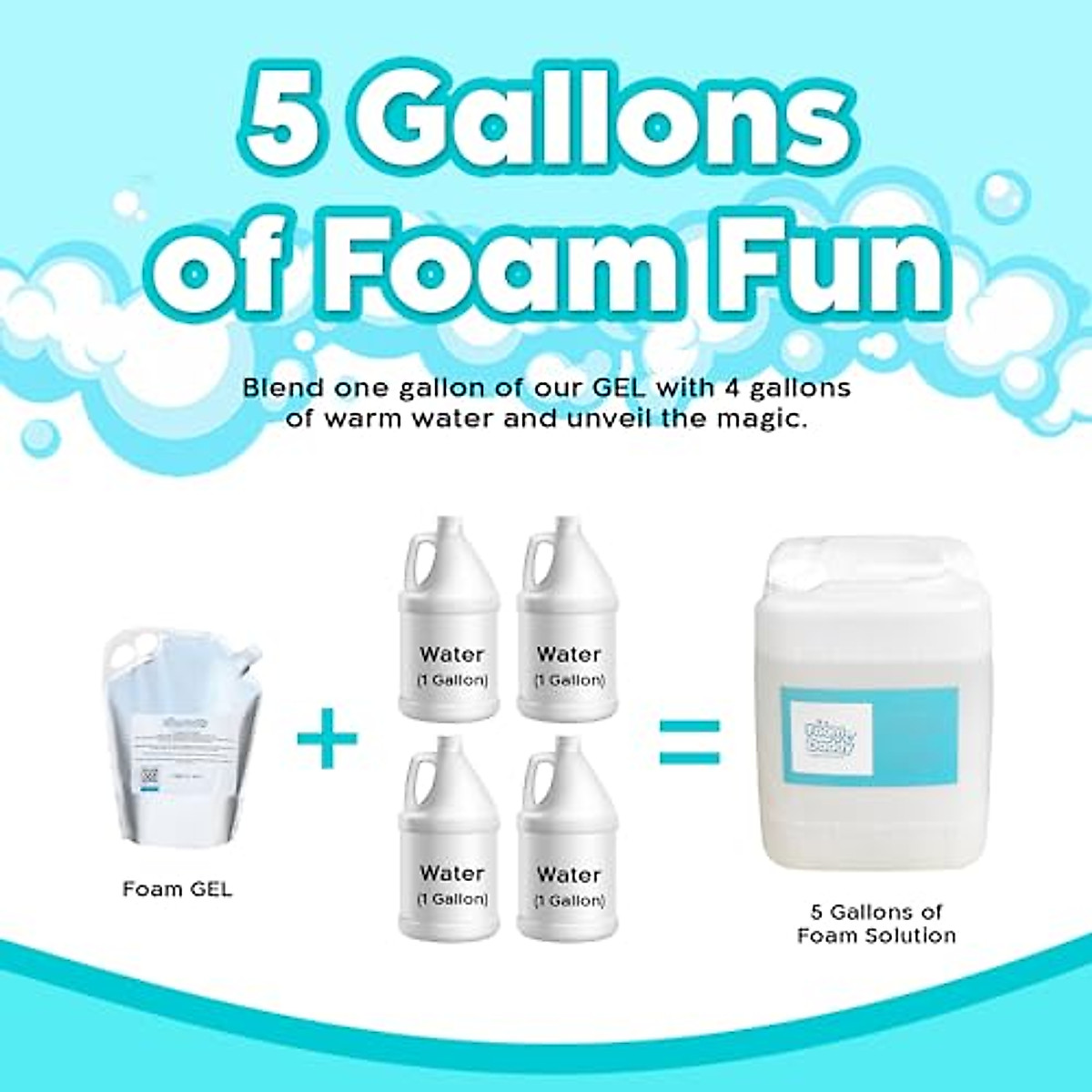 Foam Daddy Foam Machine Gel Solution - Professional Super Stacking Foam Machine Refill, 10 Rounds, Foam Machine Fluid that Makes 400 Gallons of Foam Party Fun! - 1 Gallon