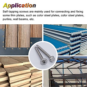 weideer 400pcs #8 Self Tapping Screws Sheet Metal Screws 410 Stainless Steel Truss Head Hex Washer Head Self Drilling Screws High-Strength Quick Tapping Screws (1/2"to1-1/2") K-056-400P