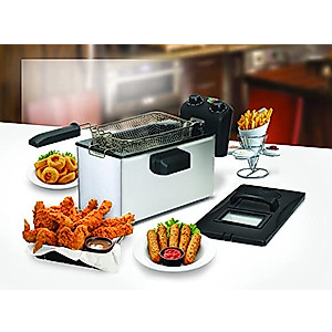 Elite Gourmet EDF-3500# Electric Immersion Deep Fryer. Removable Basket, Timer Control Adjustable Temperature, Lid with Viewing Window and Odor Free Filter