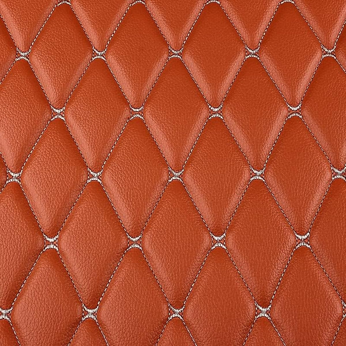 LANOBA Diamond Faux Leather Vinyl Quilted Foam Fabric with 1/4" Thick Foam Backing for Upholstery Car Headliner Headboards Furniture DIY Projects,60" x 39.37" (Brown)