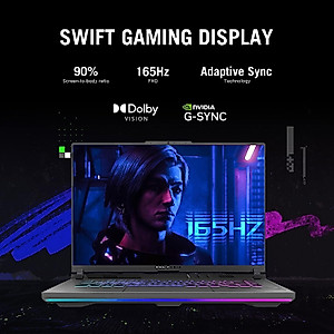 Asus ROG Strix G16 Gaming 16/inches FHD+ 165Hz (Intel 13th Gen Core i7-13650H,64GB DDR5 RAM,1TB PCIe SSD,Gece RTX 4060 8GB) RGB Backlit,Thunderbolt 4,Wi-Fi 6E,IST Cable,Win 11 Home-2023 Eclipse Gray