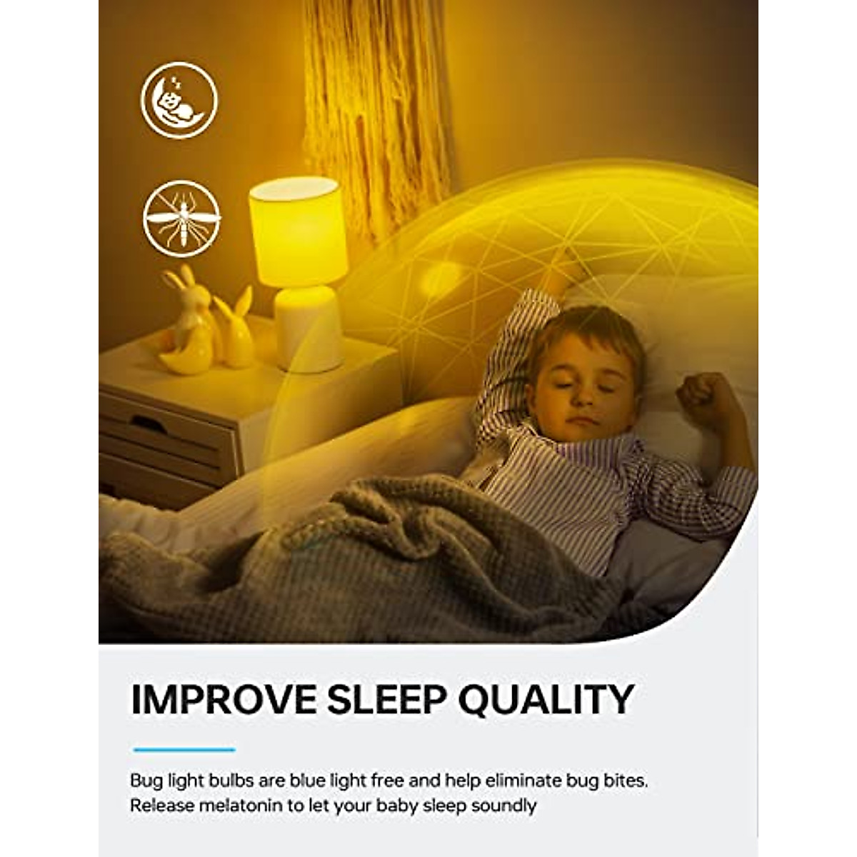 KINDEEP A19 Sleep Light Bulbs Dimmable, Blue Light Blocking Amber Yellow Light Bulbs, 9W Equivalent 60W, Soft Warm 2000K Porch Night Light Bulbs, E26 Dim Light Bulbs for Healthy Sleep, Bedroom, 2-Pack