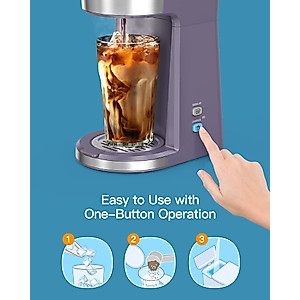 Famiworths Iced Coffee Maker, Hot and Cold Coffee Maker Single Serve for K Cup and Ground, with Descaling Reminder and Self Cleaning, Iced Coffee Machine for Home, Office and RV, Lavender