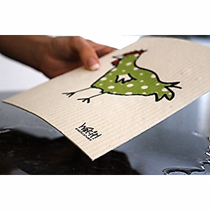 Wet-It! Swedish Dish Cloth - (Green Chicken)