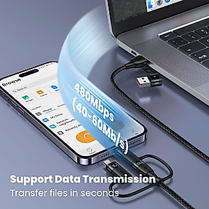 100W USB C Multi Charging Cable, USAMS 4FT 5-in-1 5A Fast Sync Charger Adapter Nylon Braided Type-C Cable for Laptop/Tablet/Phone and More