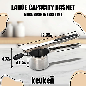 Keuken Potato Ricer 15 oz - Potato Ricer Stainless Steel & Ricer for Mashed Potatoes Kitchen Tool - Potato Masher Stainless Steel - Masher Kitchen Tool