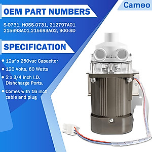 S-0731 Ice Machine Motor Replacement for Hoshizaki 900-SD, KM-1300M, KM-1600M Series Ice Machines 120V 60W Water Pump Motor Assembly for Hoshizaki S-0731