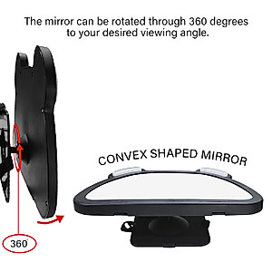 Entyle Baby Car Mirror - Safety Car Seat Mirror, Shatterproof Adjustable Acrylic 360 Degree Car Seat Baby Mirror for Rear Facing Car Seat, Toddler Infant Wide View Carseat Mirror for Car