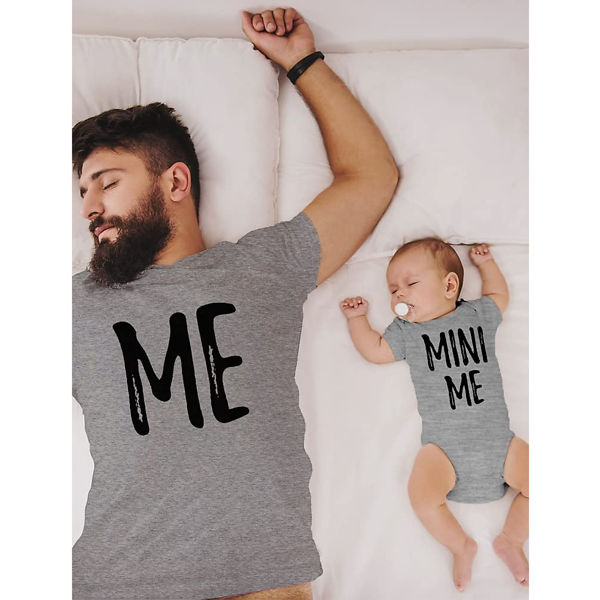 Tstars Me & Mini Me Fathers day Dad and Baby Matching Outfits Gifts for New Dads Daddy and Son Daughter Shirts Set Dad Gray X-Large/Son Gray 12M (6-12M)