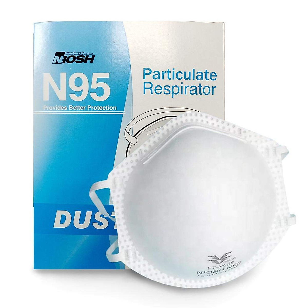 FANGTIAN N95 Respirator NIOSH Certified N95 Particulate Respirators Face Mask (Pack of 20, Size M/L, Model FT-N058 / Approval Number TC-84A-7863), White
