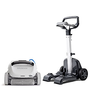 Dolphin Explorer E50 Wi-Fi Automatic Robotic Pool Vacuum Cleaner Includes Caddy for Easy Transport and Store, Ideal for Inground Pool Up to 50 Feet in Length