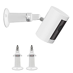 (Metal 2 Pack) 360 Degrees Adjustable Security Wall Mount for Ring Stick Up Cam/Ring Indoor Cam/Wyze Cam/Eufy Cam/Arlo Cameras, Fits All Cameras with Standard 1/4 Threaded Holes-White
