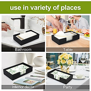 Black Wooden Napkin Holder Guest Towels Holder Flat Bathroom Napkin Holder Disposable Hand Towel Tray Cocktail Napkin Holder for Table Countertop Paper Towel Holder Basket Modern Kitchen Napkin Holder