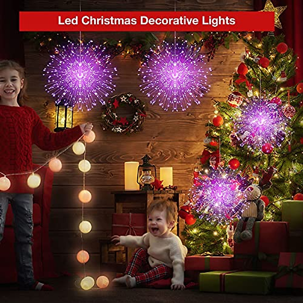 Fairy Lights Battery Operated Wire Lights,225 LED DIY 8 Modes Dimmable Lights with Remote Control, Waterproof Decorative Hanging Starburst Lights for Christmas, Home, Patio, Indoor Outdoor Decoration