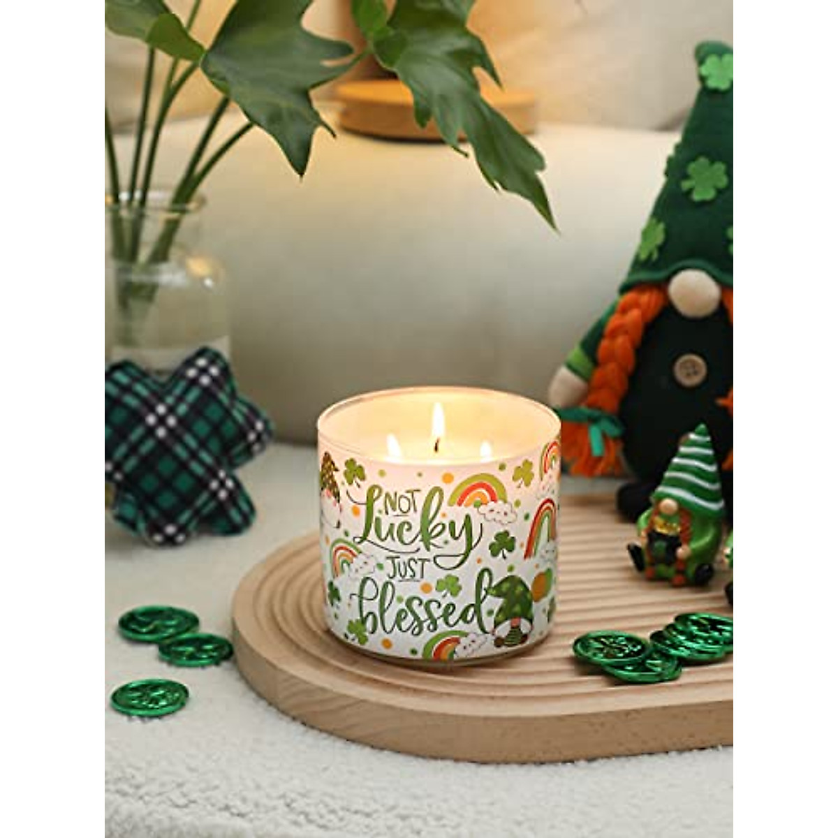 St. Patrick’s Day Eucalyptus Mint Scented Candle 3 Wicks Large Jar, 14 oz