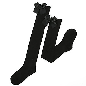 Jileiy Womens Long Socks Bowknot Pure Color Socks Thigh High Socks Over The Knee Socks Festival Christmas Cotton Thigh High