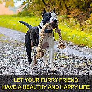 Fida Dog Rope Toys for Large/Medium Aggressive Chewers, Tough Rope Chew Toy, 3 Feet 5 Knots Indestructible Natural Cotton Rope, Tug of War Dog Pull Rope Teeth Cleaning