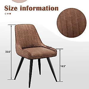 Andeworld Upholstered Dining Chairs Set of 2, Comfortable Modern Accent Chairs with Metal Legs,Faux Leather Industrial Side Leisure Chair for Living Room/Dining Room/Bistro/Coffee -Brown