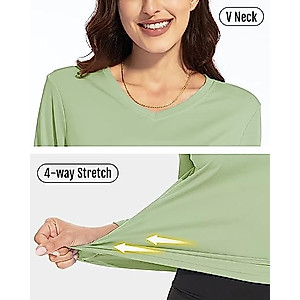 Boladeci Womens Swim Shirt Long Sleeve UPF 50+ Sun Protection Clothing V Neck SPF Shirts Quick Dry UV Tee Summer Tops T-Shirts Rash Guard for Women Light Green