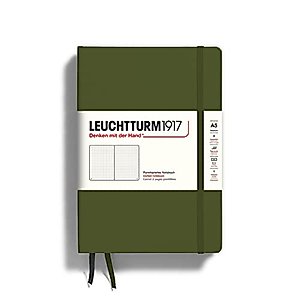 LEUCHTTURM1917 - Notebook Hardcover Medium A5-251 Numbered Pages for Writing and Journaling (Army, Dotted)
