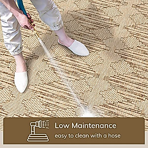 Well Woven Medusa Vidar Trellis Diamond Pattern Indoor/Outdoor Beige Flatweave 7'10'' x 10'6" Area Rug