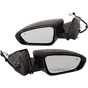 Kool Vue Driver & Passenger Side Power Heated Mirrors for Chrysler 200 2015-2017 With Blind Spot Monitor; Without Signal Light, Memory, Puddle Lamp & Auto-Dimming Paintable