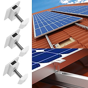 Create idea 6PCS PV Photovoltaic Solar Trapezoidal Mounting Brackets 30mm Solar Panel Clamps Aluminium Centre Clamps for RV Flat Roof Ship Ground Garage RV Flat Surface