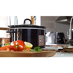 CRUX 6-Quart Programmable Digital Slow Cooker with 20 Hour Digital Countdown Timer, Black