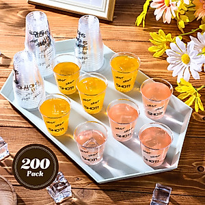 Nuogo 200 Pack Plastic Shot Glasses 2 oz Hard Plastic Disposable Cups Clear Sample Cups Cheer Cups Small Tasting Cups for Wine Whiskey Food Sample Condiments Sauce Party Supplies