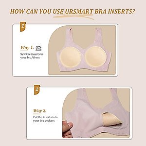 URSMART 6 Pairs Round Bra Inserts Pads, Removable and washable Bra Cups Inserts for Bikinis Top Swimsuit Sport Bra (Ａ/B Beige)