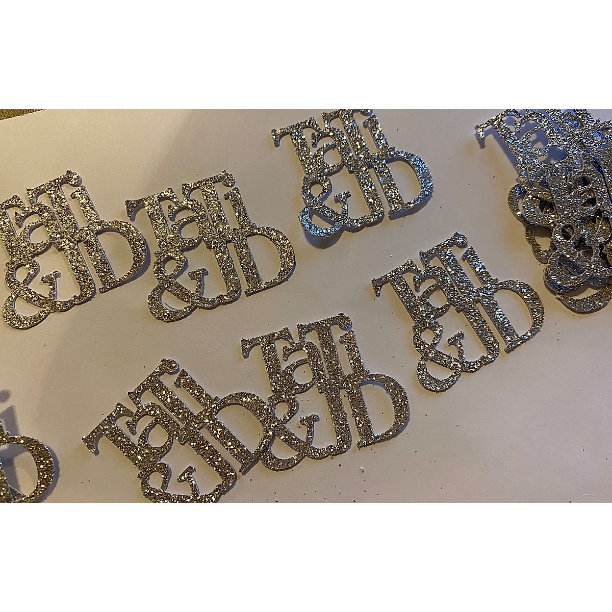 100 Pieces Personalized Initial Any Name Confettis with 2 names glitter table scatter Bridal showers engagement parties weddings anniversarys Supplies Customization Parties Birthday Partybaby shower