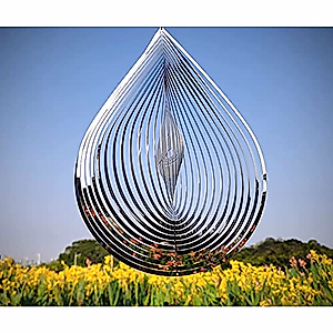 Wind Spinner 3D Stainless Steel Metal Sculptures Decorations, 3D Water Droplets Metal Wind Sculptures & Spinners for Indoor Outdoor Garden Decoration 12inch