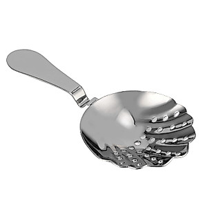 Cocktail Strainer,Stainless Steel Scalloped Julep Strainer Ice Strainer Professional Metal Barware Bar Tool (black)