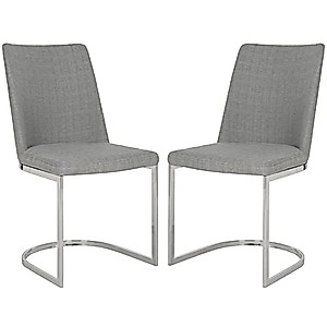 Safavieh Home Collection Parkston Linen Grey Glam Side Chair (Set of 2)