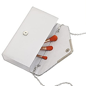 Women Silver Evening Bags Clutch Purses for Wedding Party Formal Dressy Handbag with Shoulder Chain