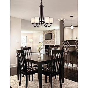 Westinghouse Lighting 6224000 Treebridge Station Five-Light Interior Chandelier, Espresso Finish with White Alabaster Glass Shades
