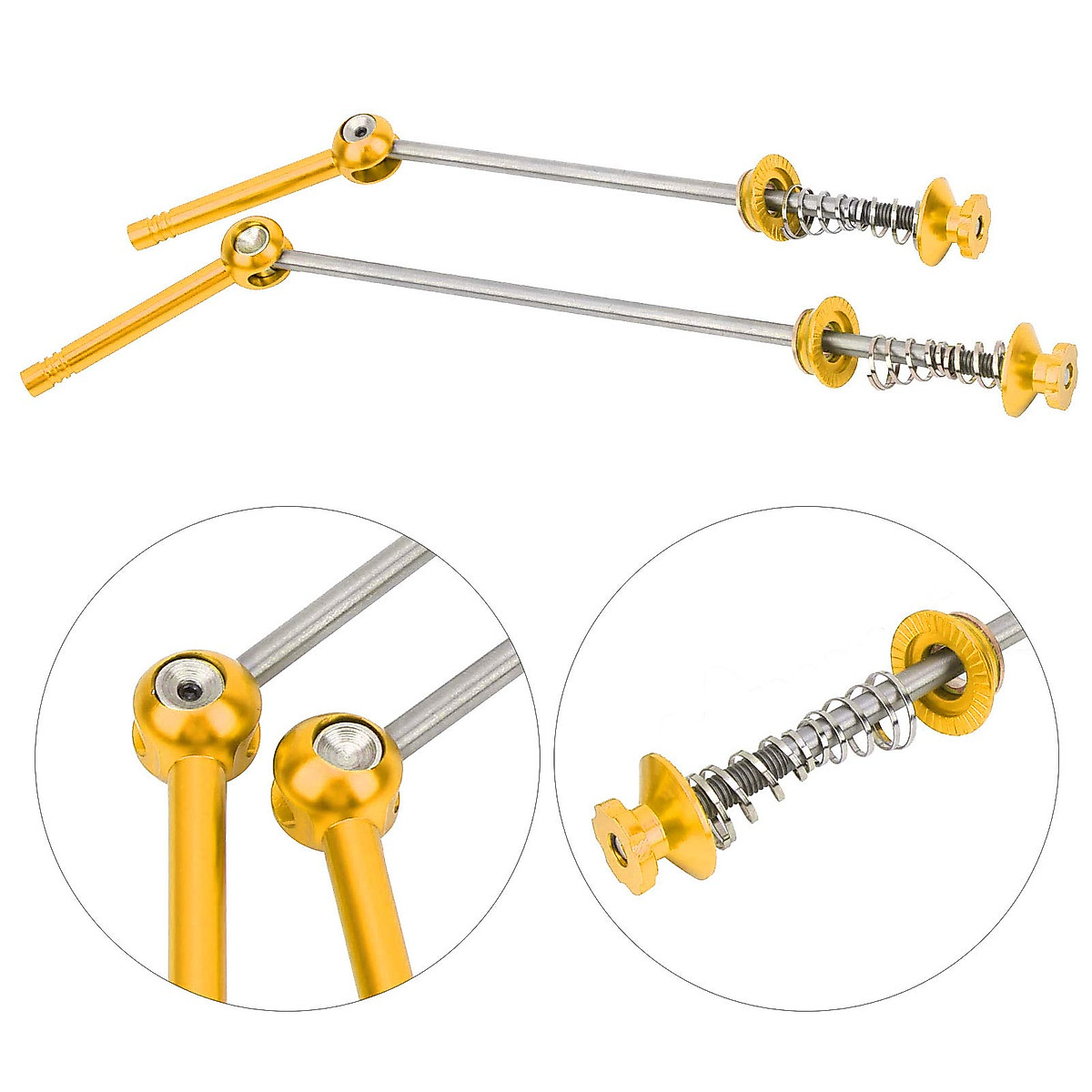 VGEBY Quick Release Skewer, 1Pair High Strength Mountain Bike Front Rear Wheel Skewer Set for Alloy Quick Release Skewer Lever Cycling Accessory(Gold) Bike Skewers