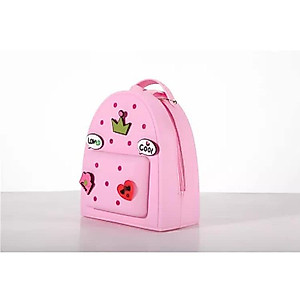 Pop N Shop Kids Silicone Jelly Clog Backpack With Charms - Gift For Boys and Girls Lightweight Fashionable Trendy (Pink)