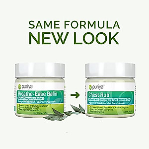 Puriya Chest Rub Cream Support for Congestion and Sinuses, Breathe Ease Balm, Plant Rich Active Formula, Eucalyptus Oil, Lavender, Tea Tree, Supports Sinus and Nasal Passages, Safe for Kids and Adult