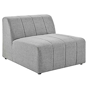 Modway Bartlett Channel Tufted Upholstered Sectional, Armless Chair, Light Gray